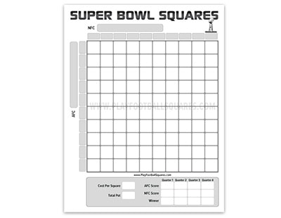 Printable Super Bowl Squares: Free And Paid - Play Football Squares